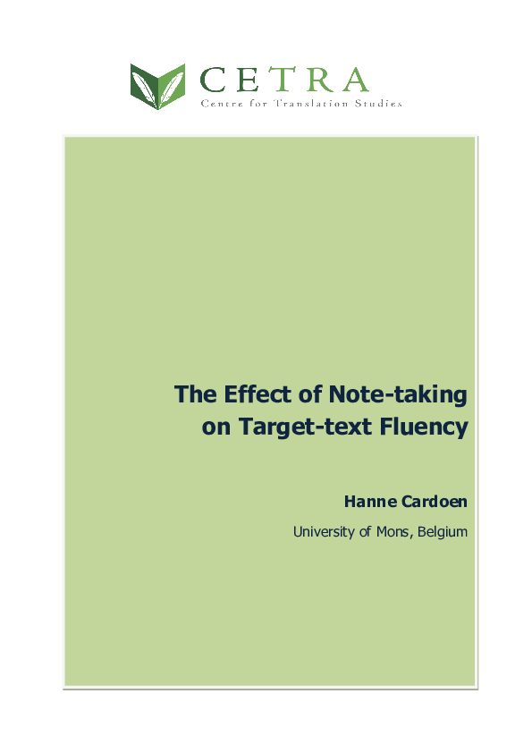 (PDF) The Effect of Note-taking on Target-text Fluency