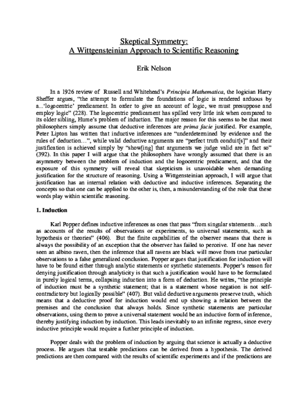 (PDF) Skeptical Symmetry: A Wittgensteinian Approach to Scientific ...
