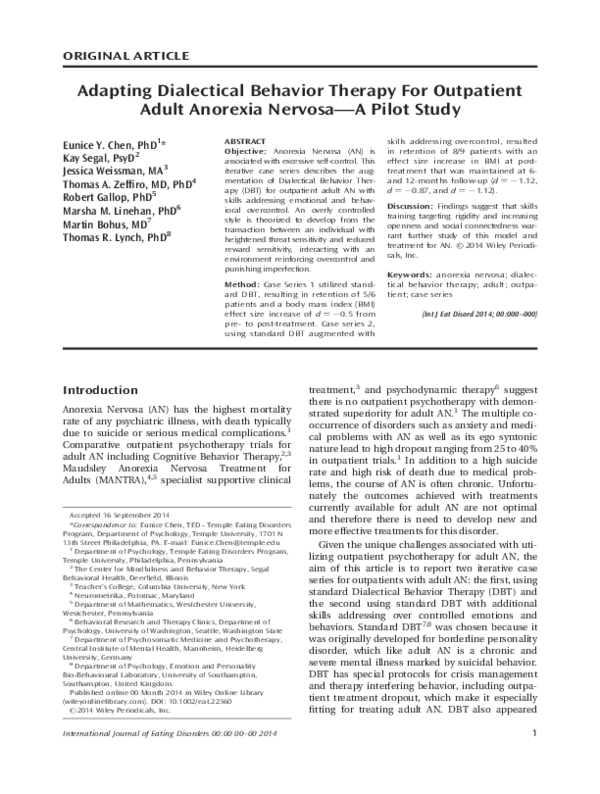 (PDF) Adapting dialectical behavior therapy for outpatient adult ...