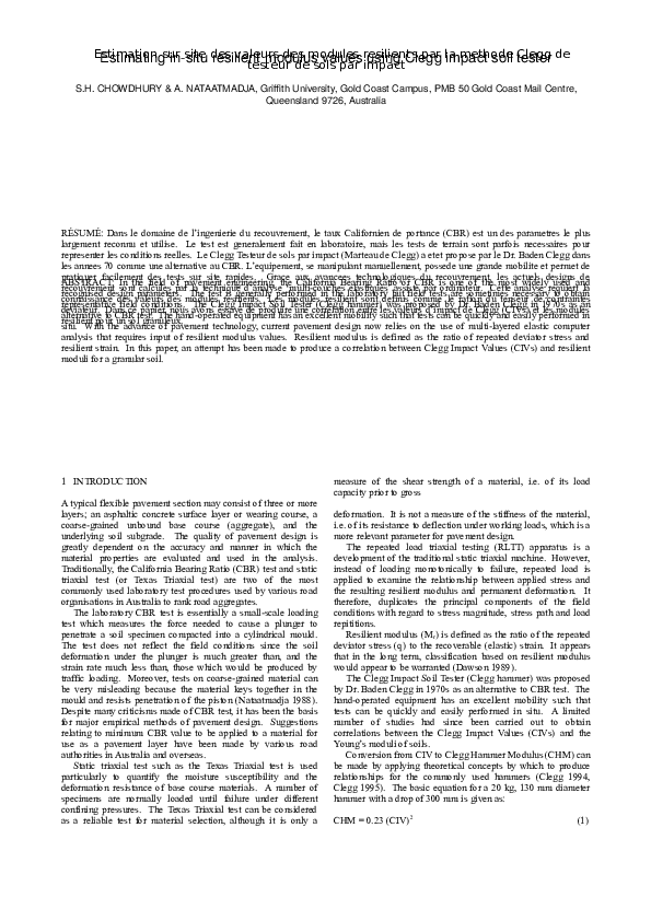 (DOC) Estimating In-Situ Resilient Modulus Values using Clegg Impact ...