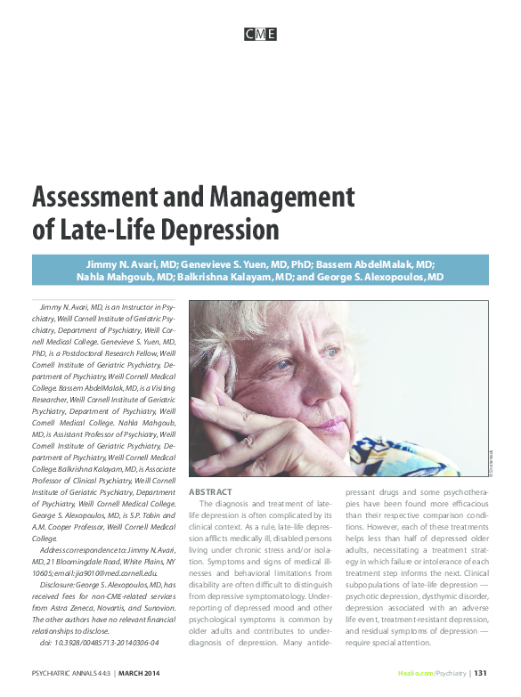 (PDF) Assessment and Management of Late-Life Depression