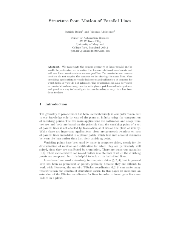 (PDF) Structure from Motion of Parallel Lines