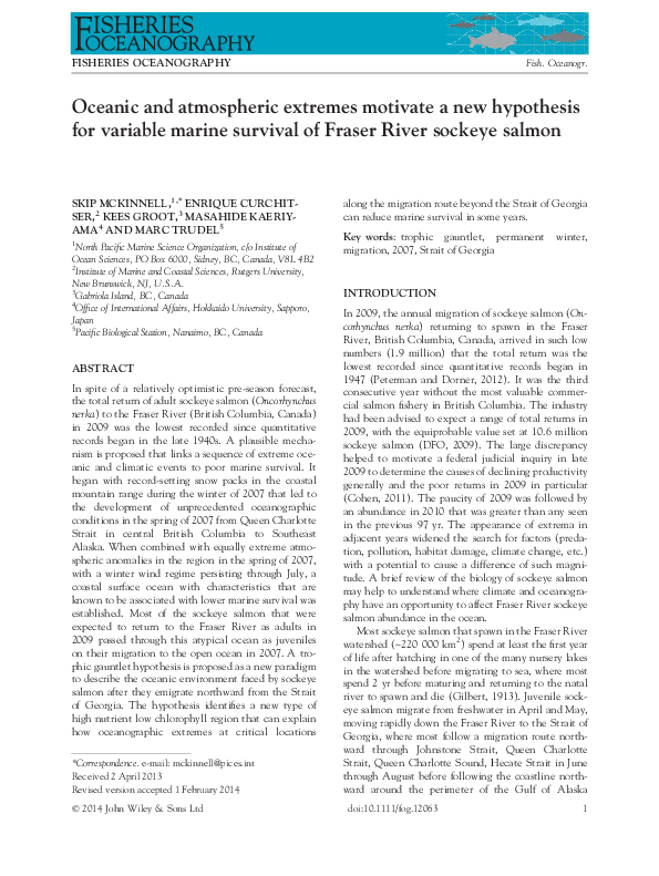 (PDF) Oceanic and atmospheric extremes motivate a new hypothesis for ...