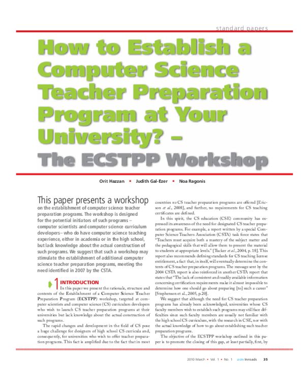 (PDF) How to establish a computer science teacher preparation program ...