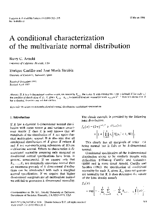 (PDF) A conditional characterization of the multivariate normal ...
