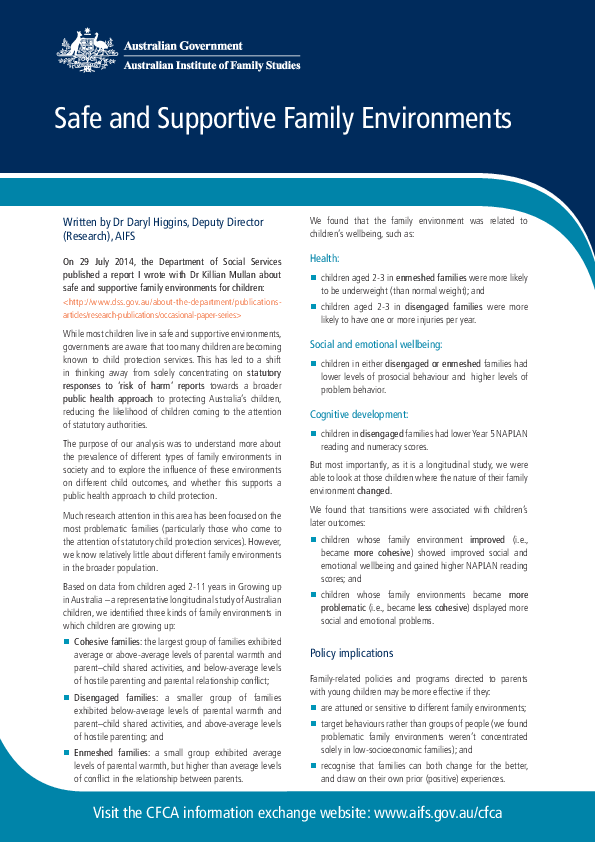 (PDF) Safe and supportive family environments