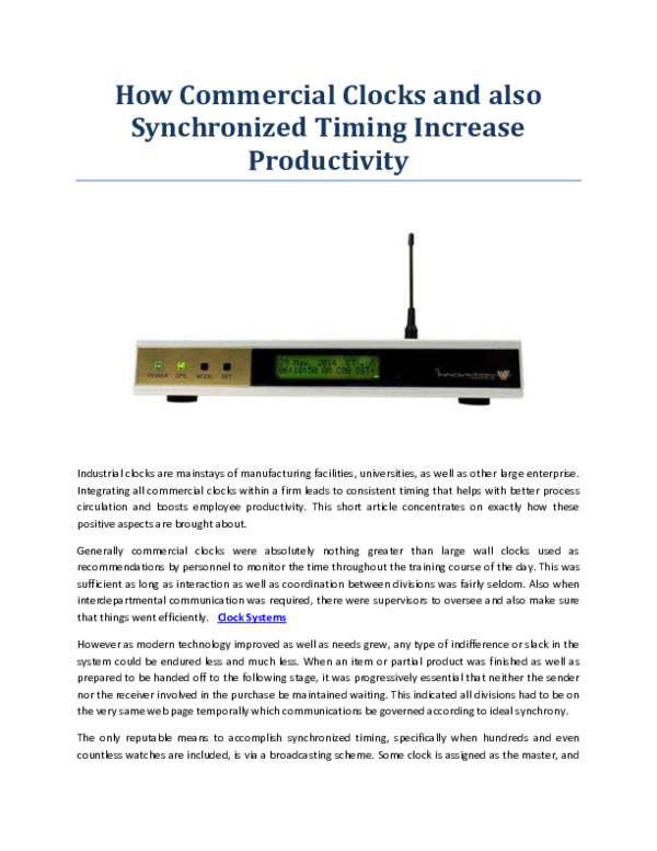 (PDF) Clock Systems - How Commercial Clocks and also Synchronized ...