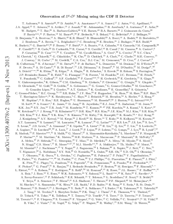 (PDF) Observation of D 0 - D ¯ 0 Mixing Using the CDF