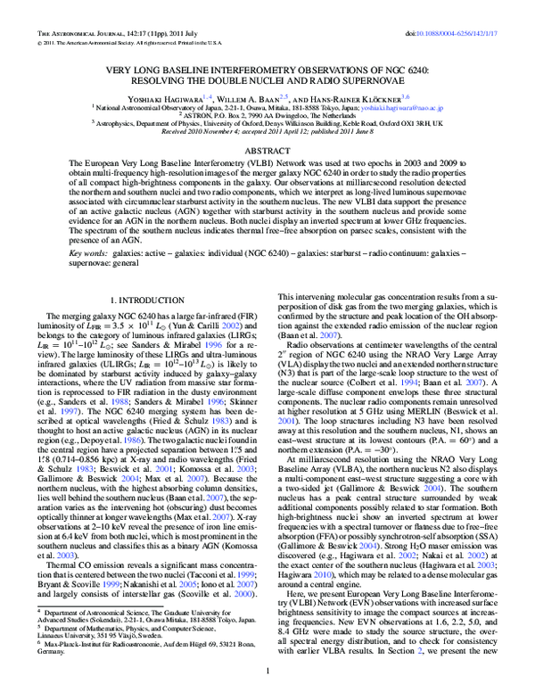 (PDF) VERY LONG BASELINE INTERFEROMETRY OBSERVATIONS OF NGC 6240 ... (PDF) VERY LONG BASELINE INTERFEROMETRY OBSERVATIONS OF NGC 6240 ...