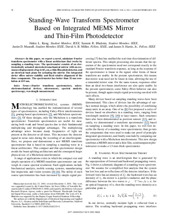 (PDF) Standing-wave Fourier transform spectrometer based on integrated ...