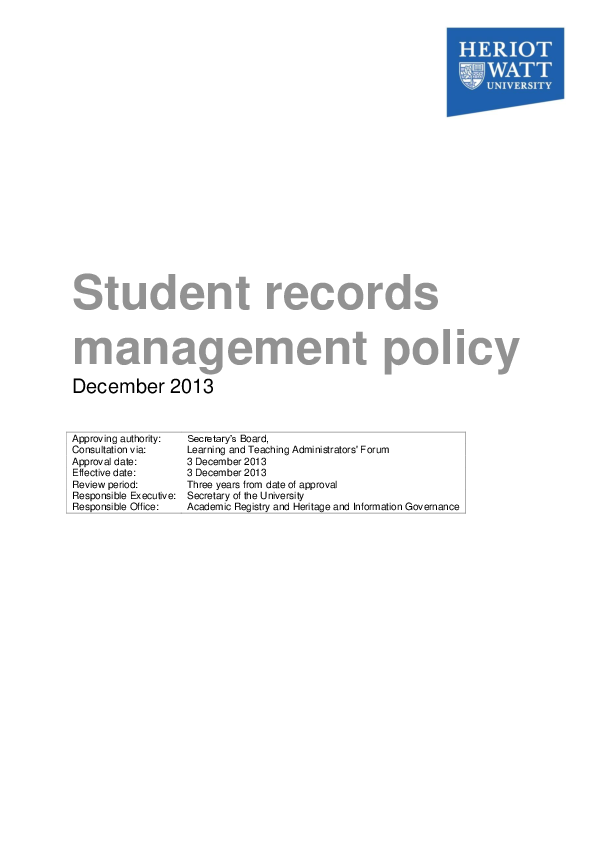 (PDF) Student records management policy