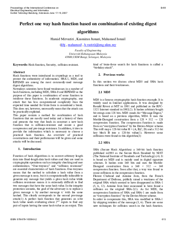 (PDF) A new Hash Function Based on Combination of Existing Digest ... (PDF) A new Hash Function Based on Combination of Existing Digest ...