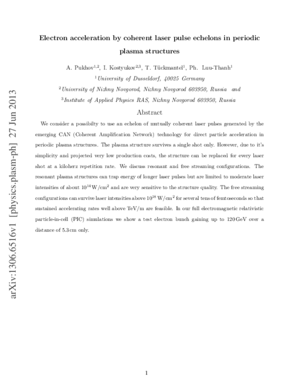 (PDF) Coherent acceleration by laser pulse echelons in periodic plasma ...