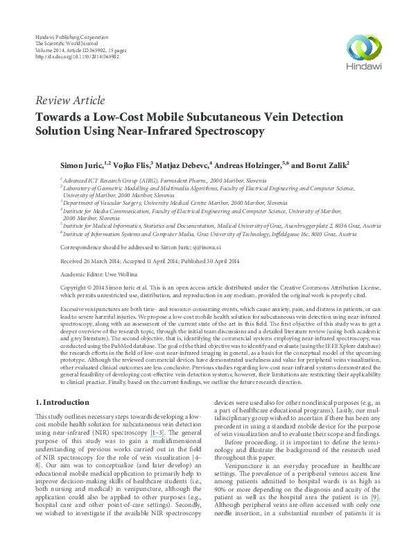 Pdf Towards A Low Cost Mobile Subcutaneous Vein Detection Solution Using Near Infrared