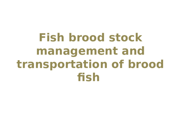 (PPT) 3 5. Fish brood stock management