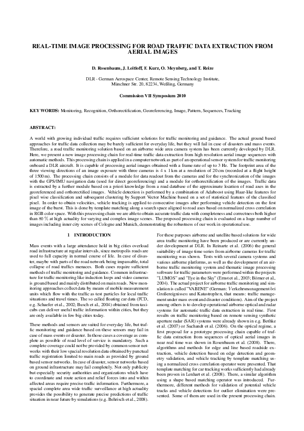 (PDF) Real-time image processing for road traffic data extraction from ...