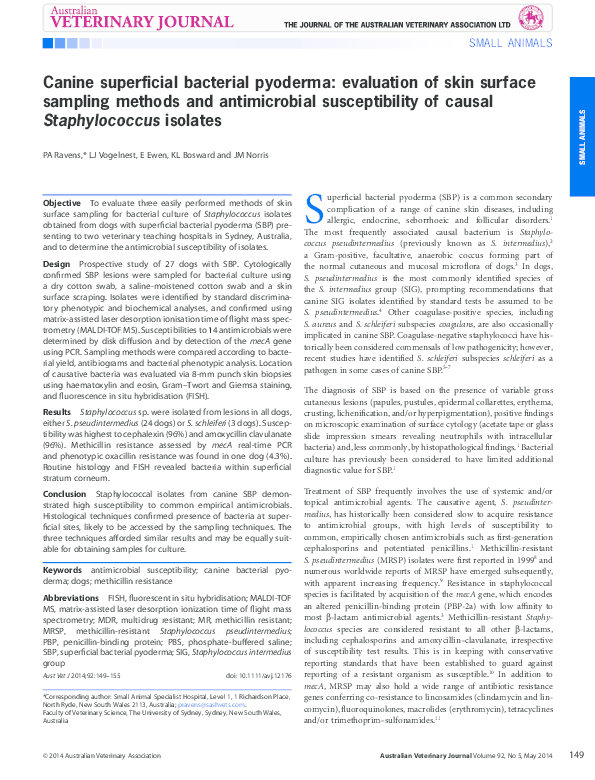 (PDF) Canine superficial bacterial pyoderma: evaluation of skin surface ...
