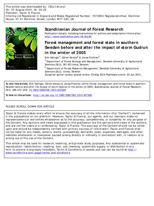 (PDF) Forest management and forest state in southern Sweden before and ...