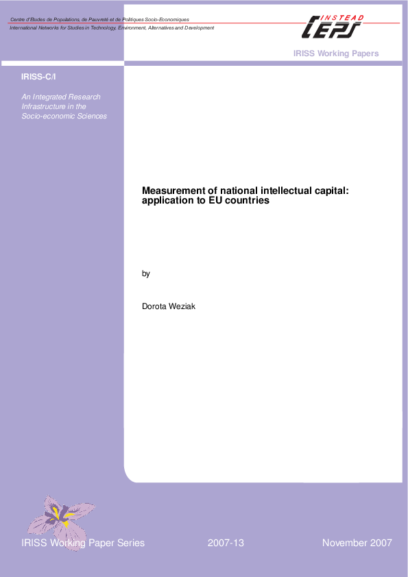 (PDF) Measurement of national intellectual capital: application to EU countries