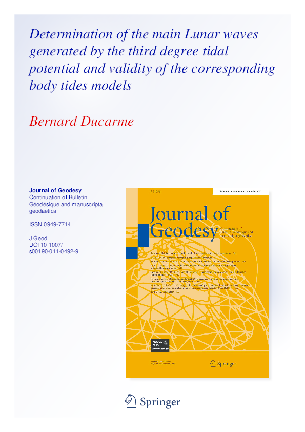 Pdf Determination Of The Main Lunar Waves Generated By The Third Degree Tidal Potential And