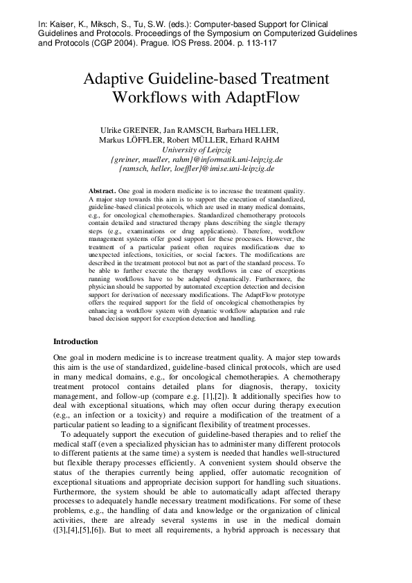 (PDF) Dynamic Adaptation in Guideline-Based Treatments