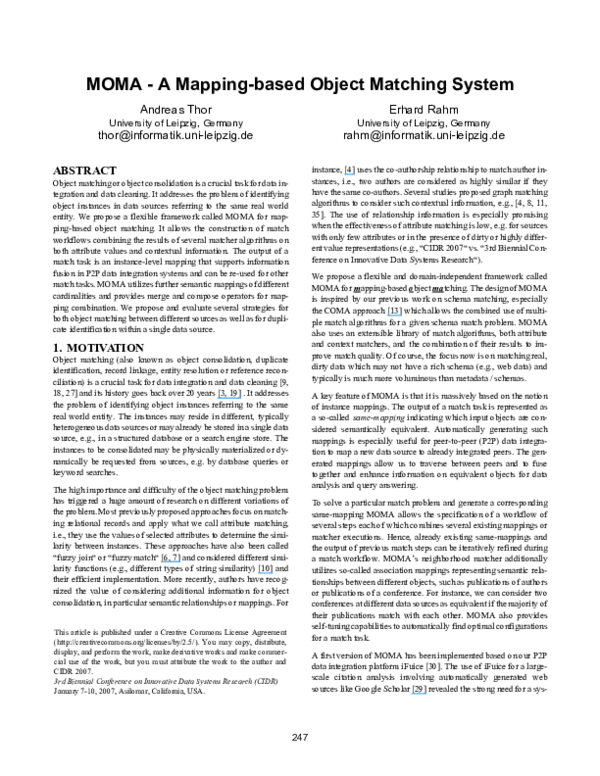 (PDF) MOMA - A Mapping-based Object Matching System