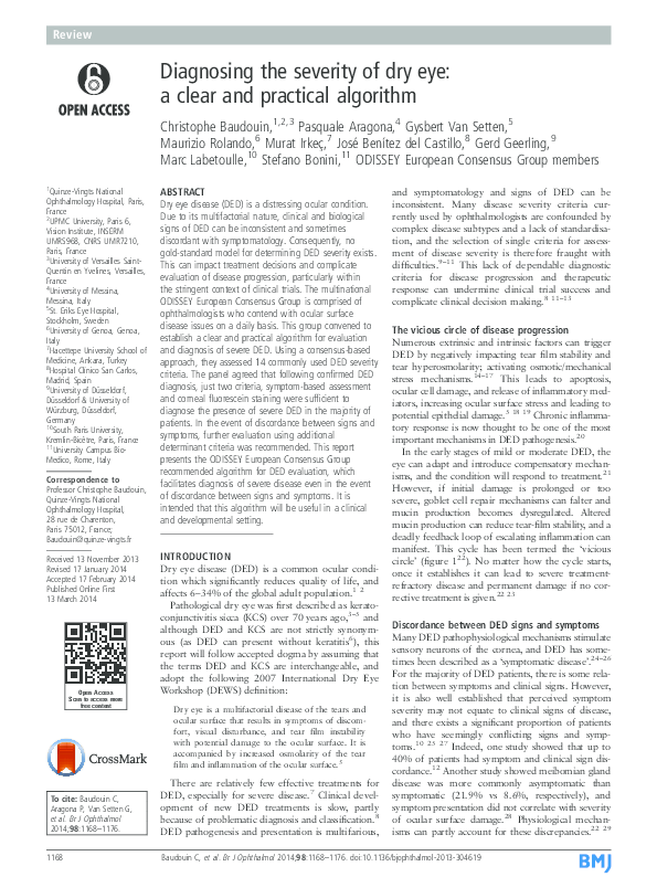 (PDF) Diagnosing the severity of dry eye: a clear and practical algorithm