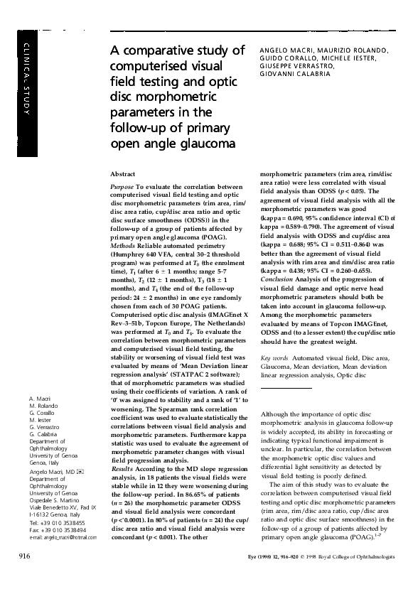 (PDF) A comparative study of computerised visual field testing and ...
