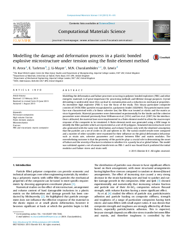 (PDF) Modelling the damage and deformation process in a plastic bonded ...