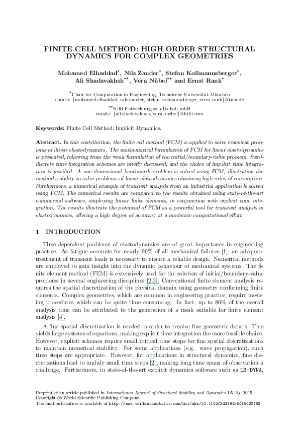 (PDF) Finite Cell Method: High-Order Structural Dynamics for Complex ...