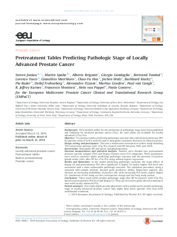 (PDF) Pretreatment Tables Predicting Pathologic Stage of Locally ...