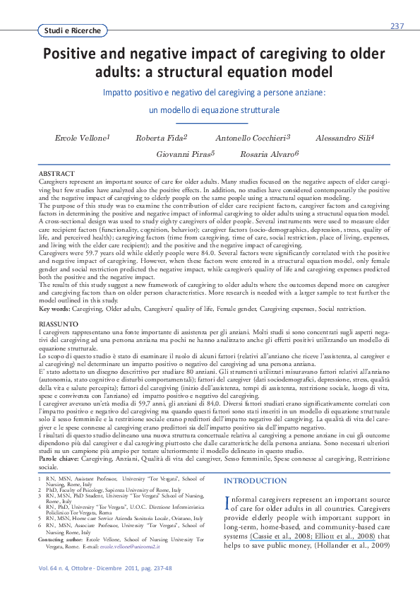 (PDF) Positive and negative impact of caregiving to older adults: a ...