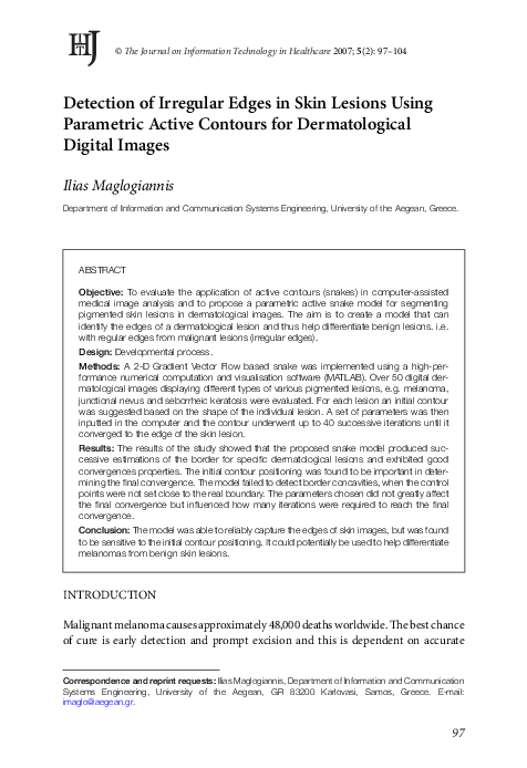 (PDF) Detection of Irregular Edges in Skin Lesions Using Parametric ...