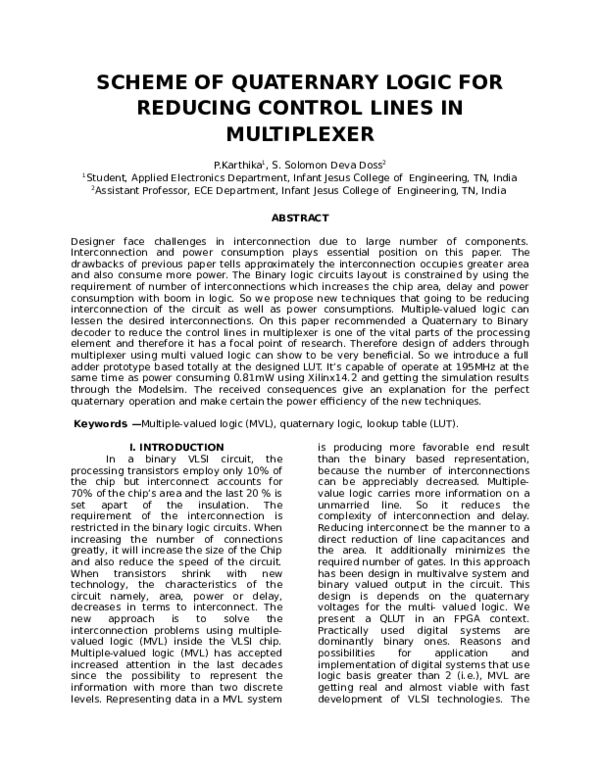 (DOC) SCHEME OF QUATERNARY LOGIC FOR REDUCING CONTROL LINES IN MULTIPLEXER
