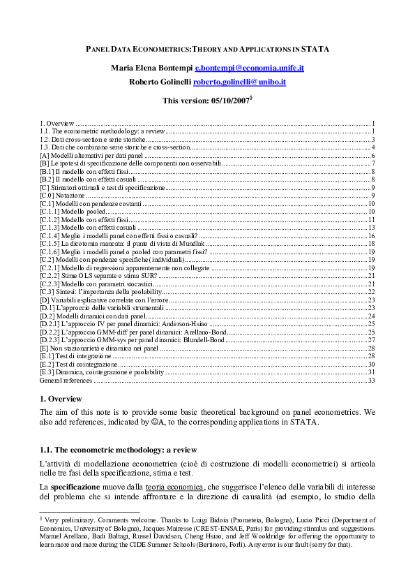 (PDF) PANEL DATA ECONOMETRICS:THEORY AND APPLICATIONS IN STATA