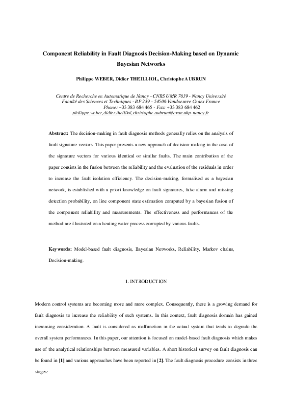 Pdf Bayesian Networks Model Of Reliability Applications To