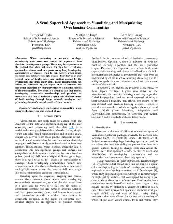 (PDF) A Semi-supervised Approach to Visualizing and Manipulating Overlapping Communities