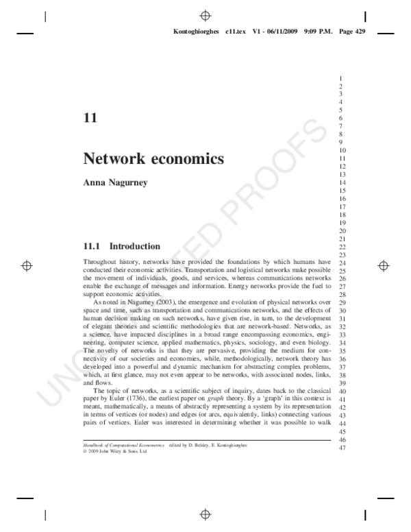 (PDF) Network Economics