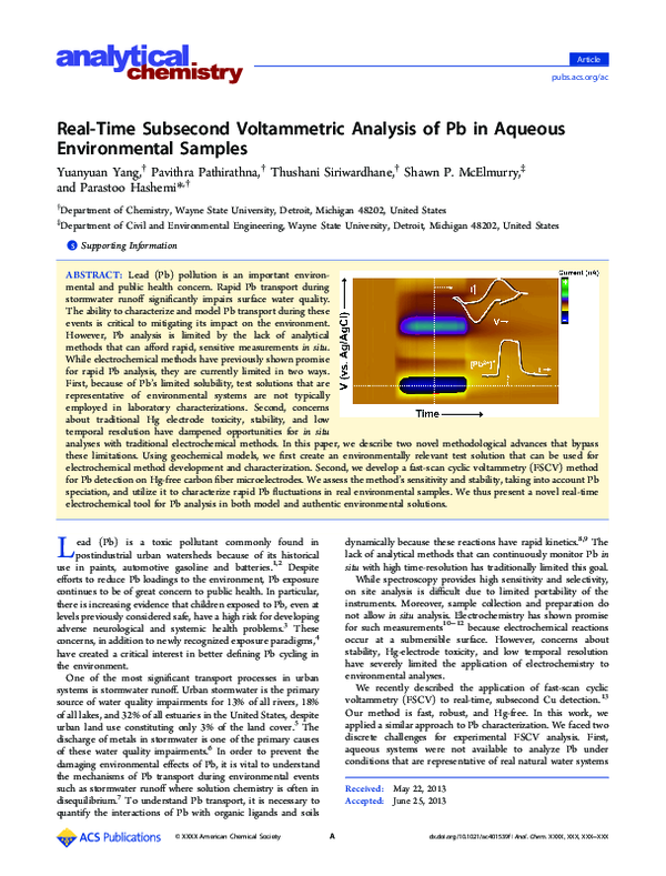 (PDF) Real-Time Subsecond Voltammetric Analysis of Pb in Aqueous ...