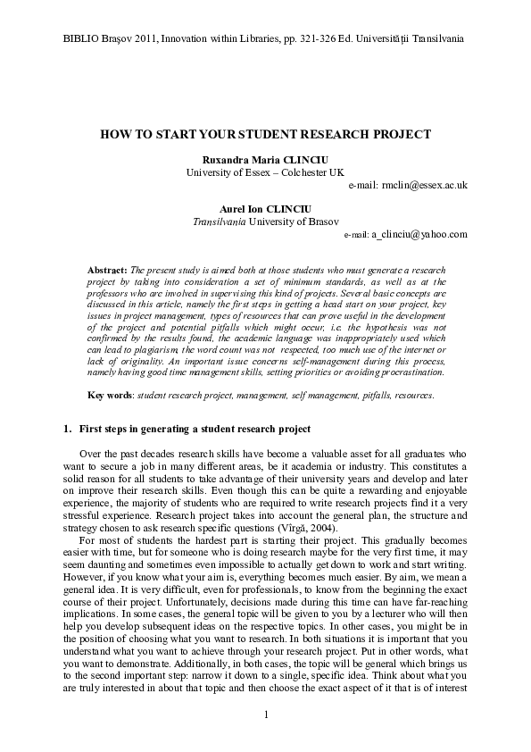 (DOC) How to start your student research project