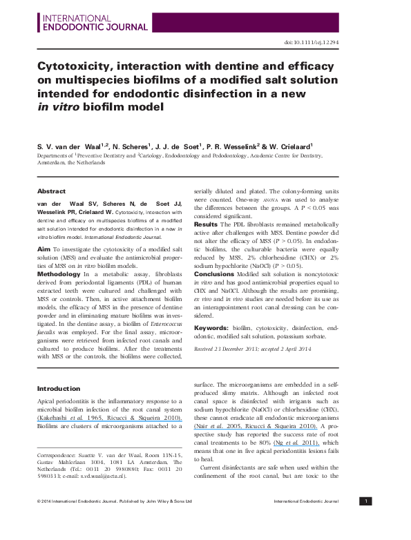 (PDF) Cytotoxicity, interaction with dentine and efficacy on multi-species biofilms of a ...