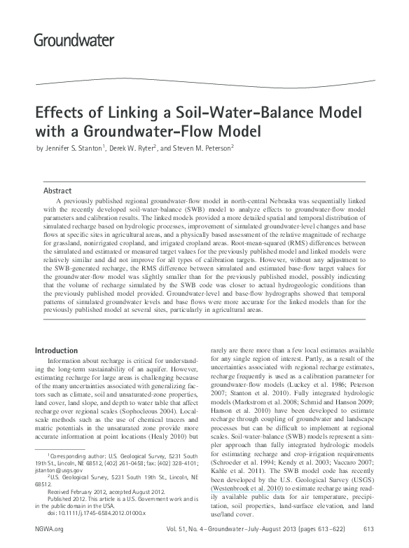 (PDF) Effects of Linking a Soil-Water-Balance Model with a Groundwater ...