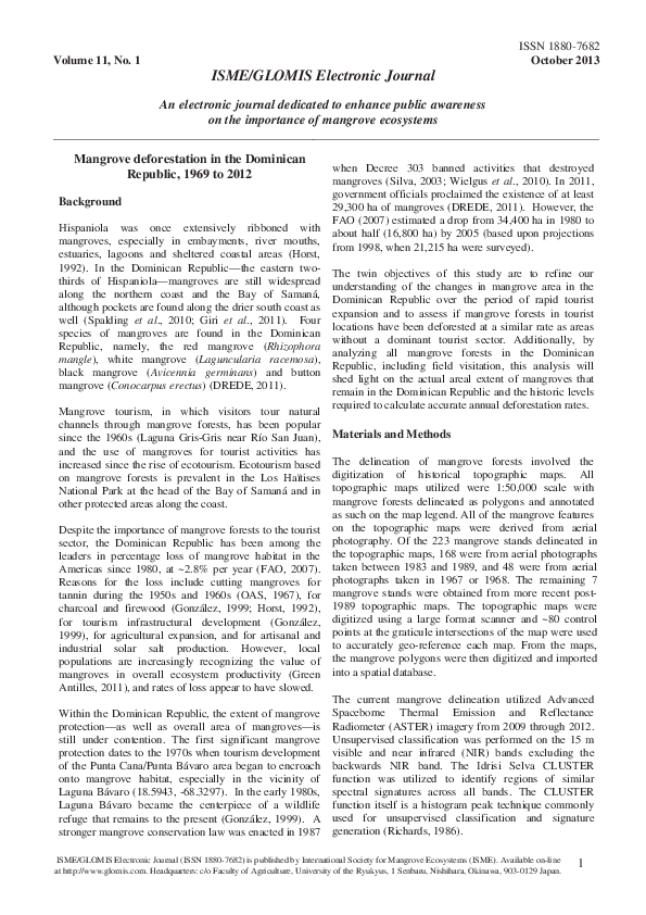 (PDF) Mangrove deforestation in the Dominican Republic, 1969 to 2012
