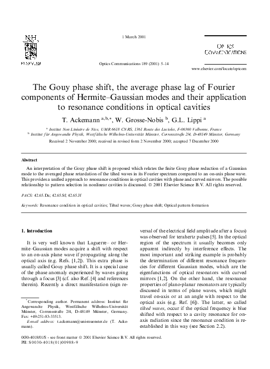 (PDF) The Gouy phase shift, the average phase lag of Fourier components ...