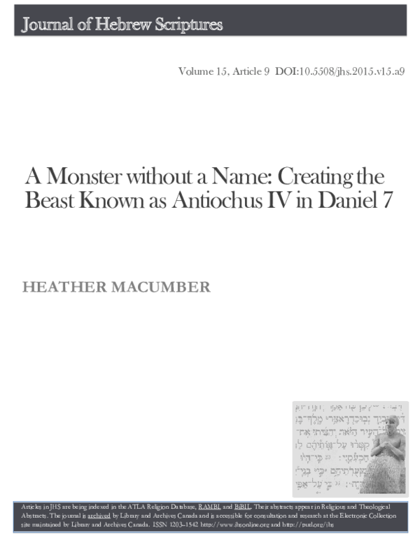 (PDF) A Beast without a Name: Creating the Monster known as Antiochus ...