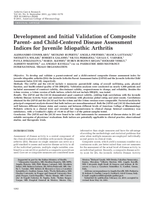 (PDF) Development and initial validation of composite parent- and child-centered disease ...