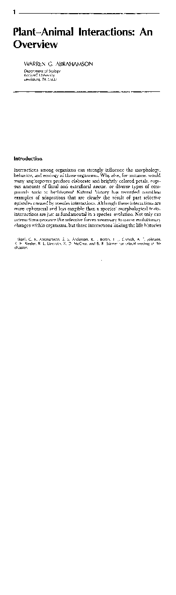 (PDF) Plant-animal interactions: an overview