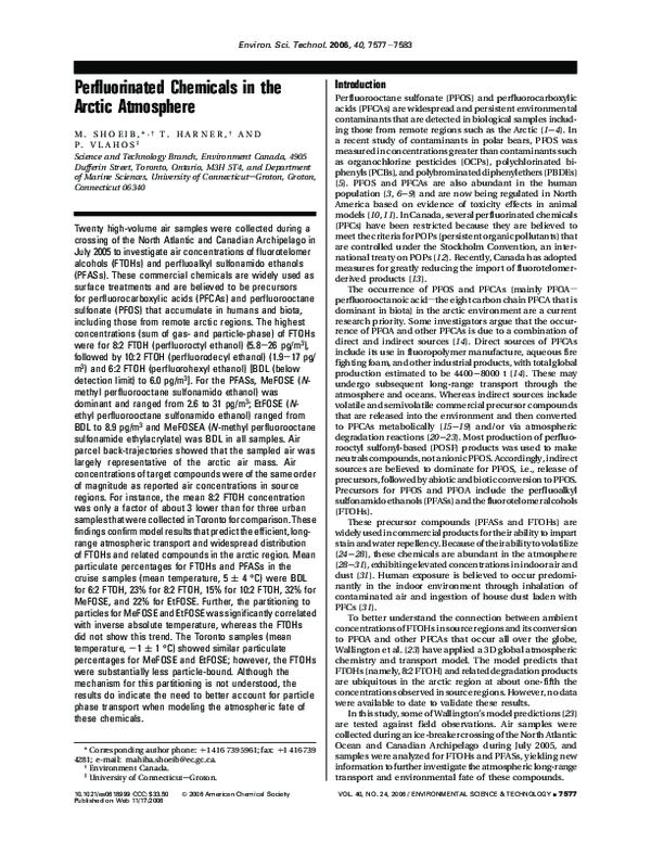 (PDF) Perfluorinated Chemicals in the Arctic Atmosphere | Tom Harner ...
