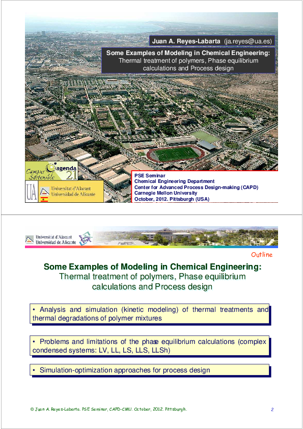 (PDF) Some examples of modeling in chemical engineering: thermal ...