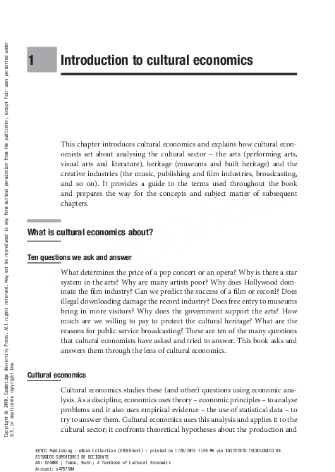 (PDF) Cap. 1 - Introduction to cultural economics